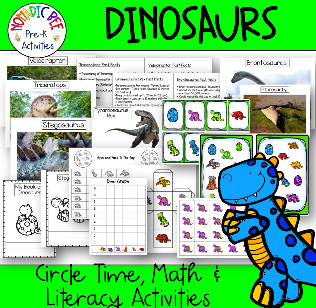 Dinosaur Math & Literacy Printables - NBpreKactivities