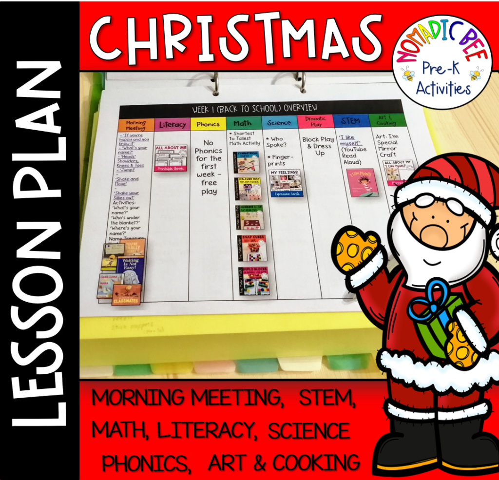Christmas Themed Free Lesson Plan NBpreKactivities