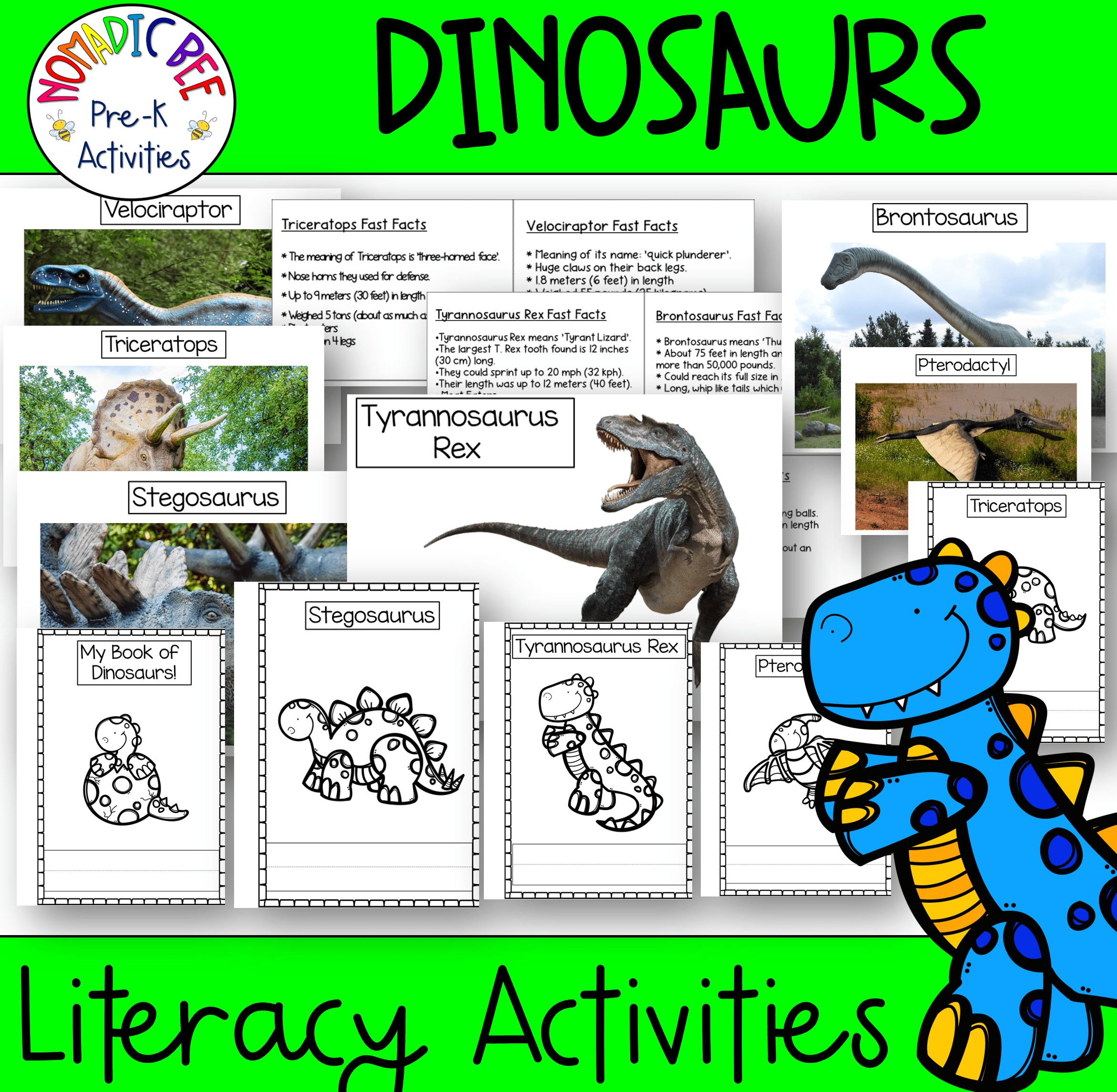 Dinosaurs Themed Literacy Printables NBpreKactivities