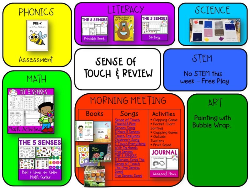 Sense of TOUCH & the 5 senses review - NBpreKactivities