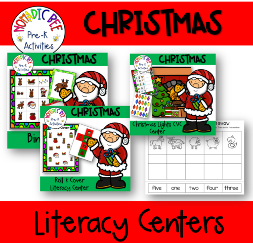 Christmas Themed CVC Words Literacy Center - NBpreKactivities