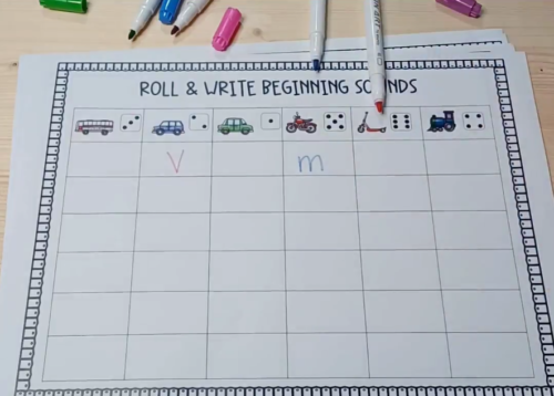 Roll & Write Beginning Sounds Center - NBpreKactivities