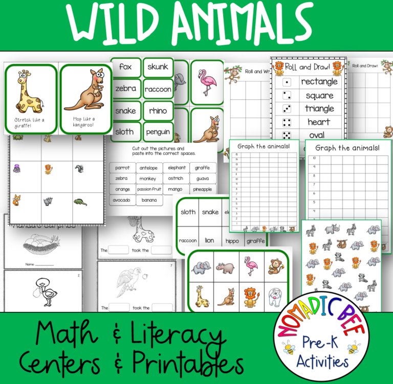 Zoo Animals Themed Roll & Write Math Center - NBpreKactivities