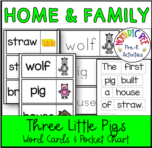 The Three Little Pigs Word Cards & Pocket Chart - NBpreKactivities