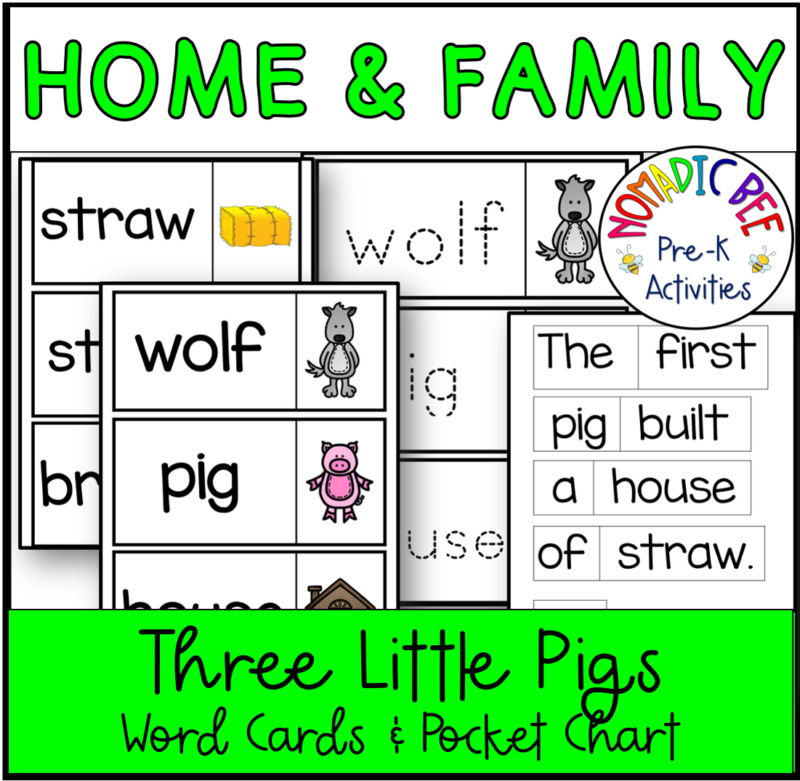 The Three Little Pigs Word Cards & Pocket Chart - NBpreKactivities
