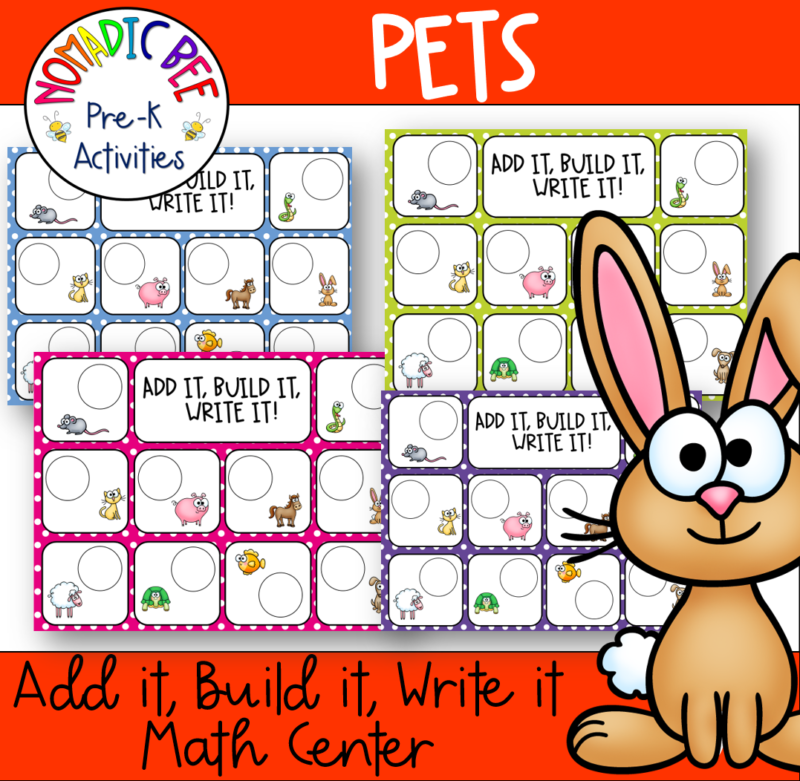 Pets Themed Add it, Build it, Write it Center - NBpreKactivities