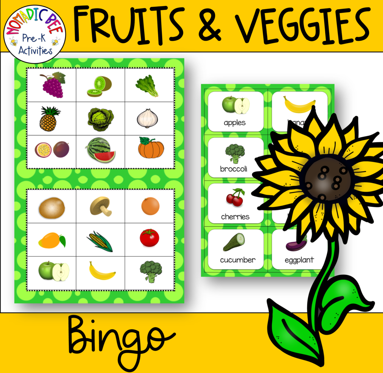 Fruits & Veggies Bingo - NBpreKactivities
