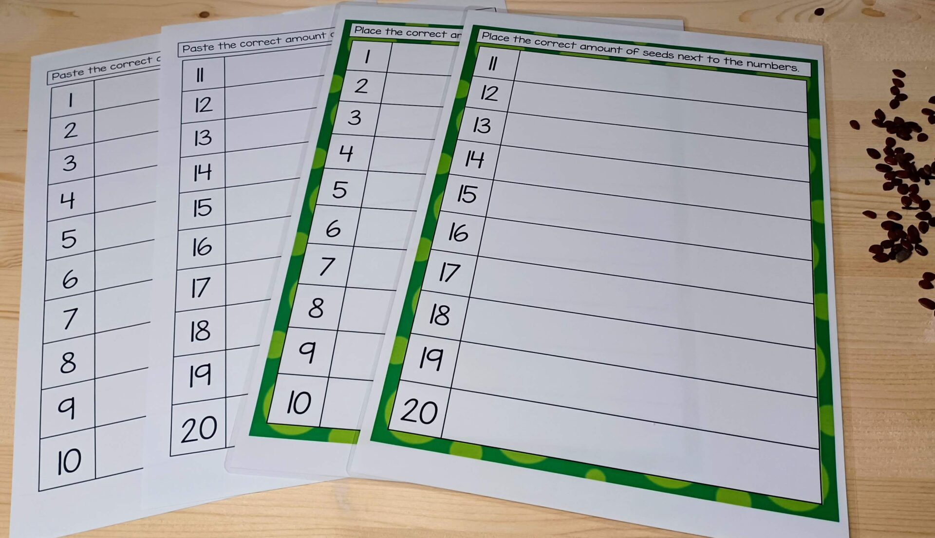 Seed Counting Printable - NBpreKactivities