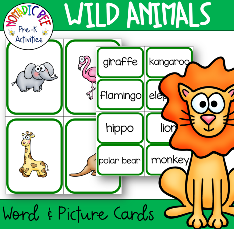 Zoo animals themed Word & Picture Cards - NBpreKactivities