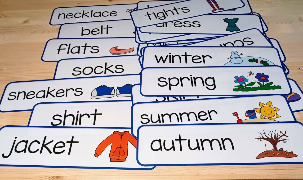 Seasons & Clothes Themed Word Cards - NBpreKactivities