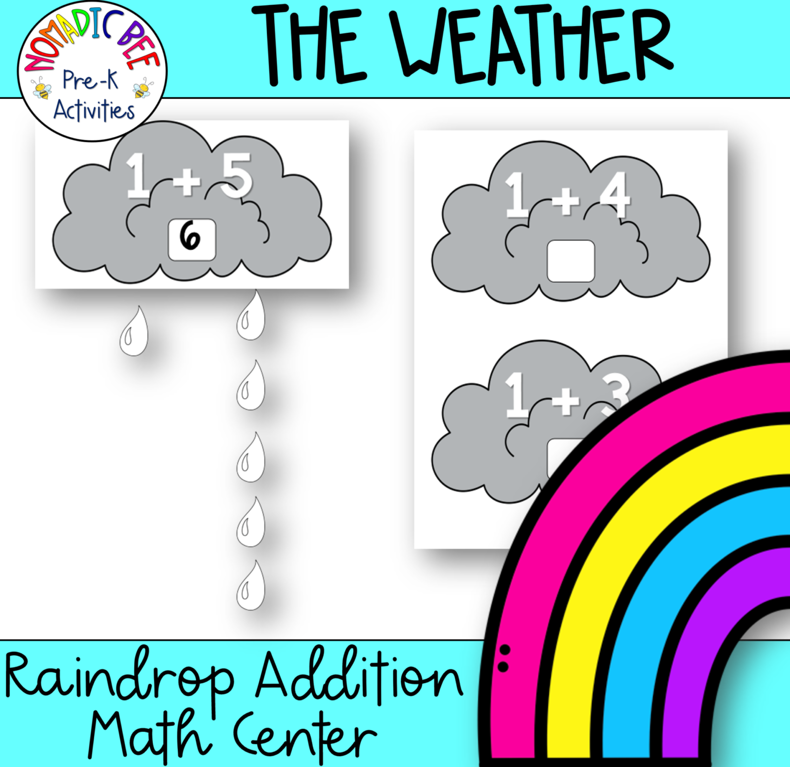 Raindrop Counting Fine-Motor Addition Center - NBpreKactivities
