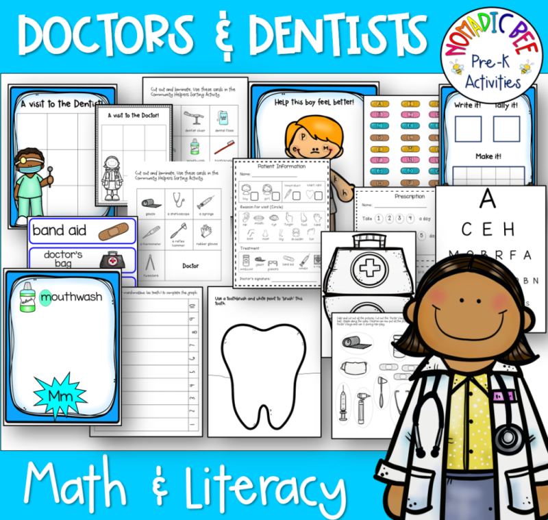 Doctors & Dentists Word Cards Sorting - NBpreKactivities