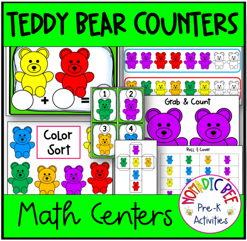 Teddy Bear Counters Math Centers - NBpreKactivities