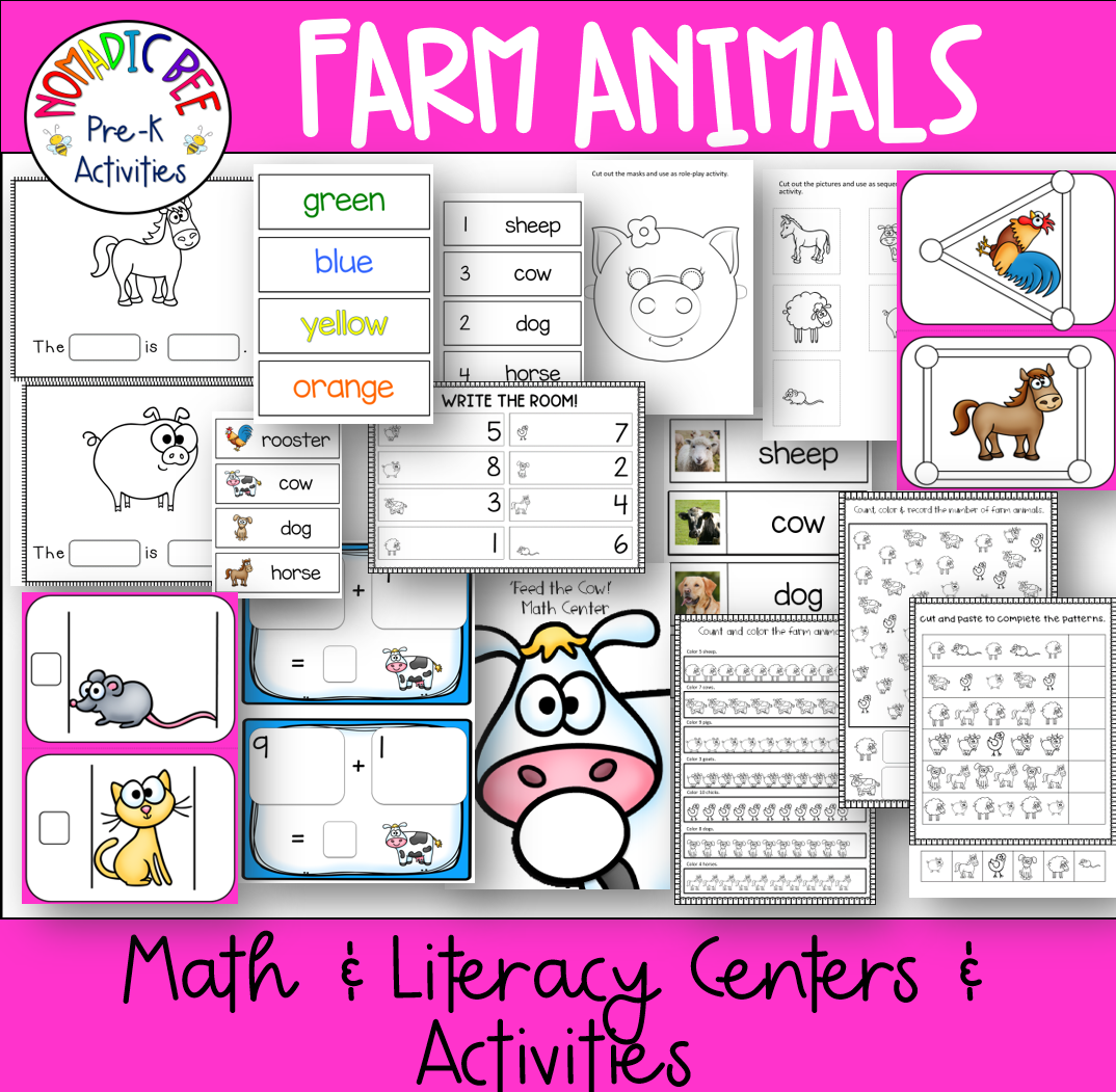 Farm Animals Themed Measure & Compare Math Center - NBpreKactivities
