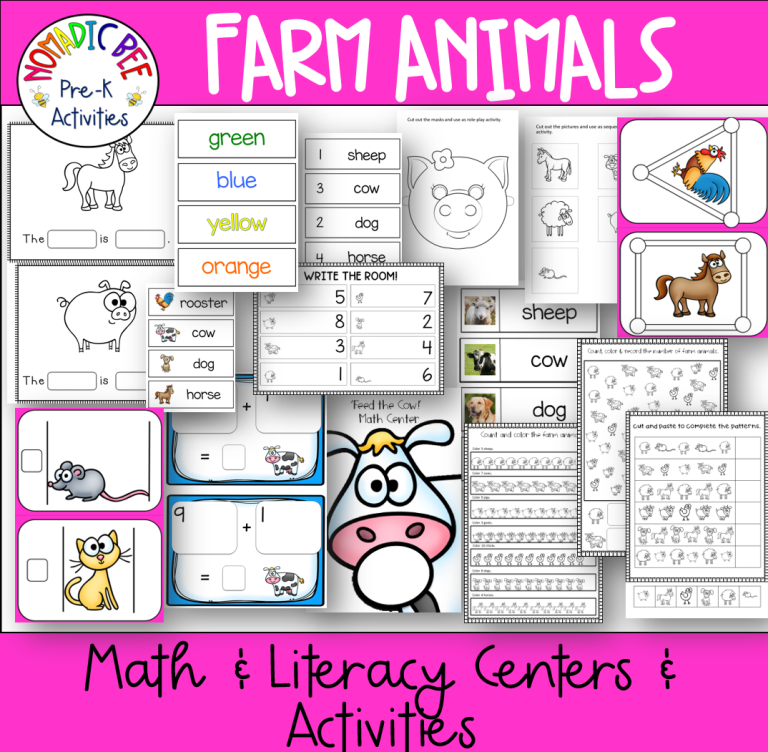Farm Animals Themed 'Feed the Cow!' Math Center - NBpreKactivities