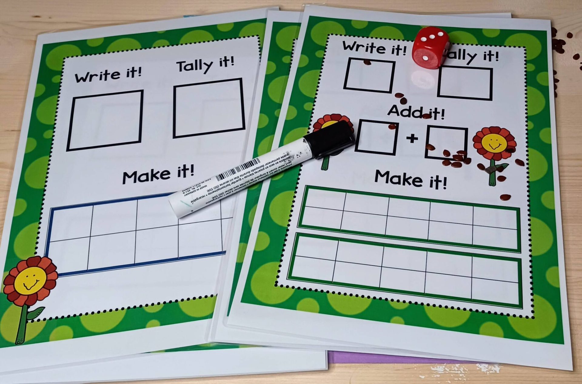 Write it, Tally it, Make it Math Center - NBpreKactivities